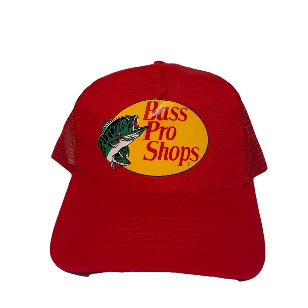 New Vintage Bass Pro Shops Red Snapback Trucker Hat - Gem